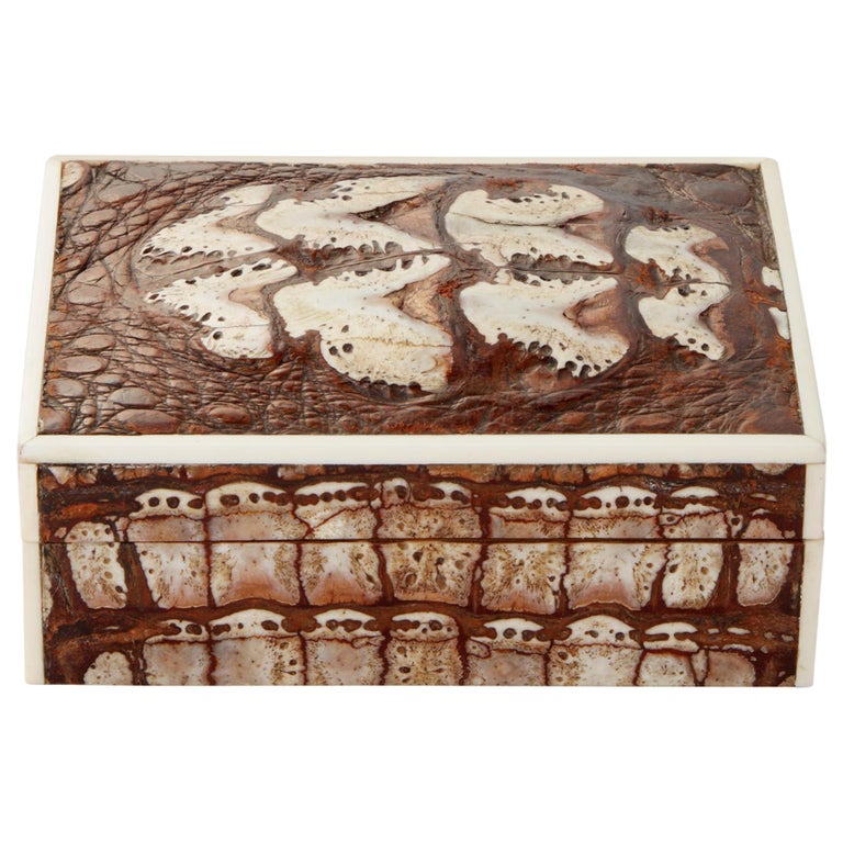 20th Century Art Deco Crocodile Box with Fossilised Surface England ...