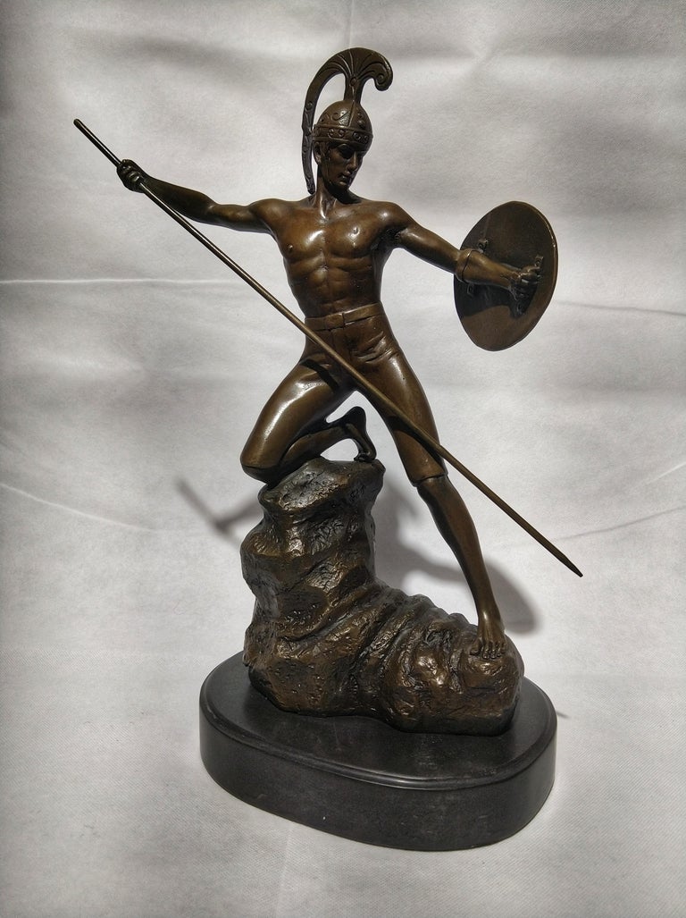 20th Century Sculpture Figure Bronze Mars God of War or Achilles For ...
