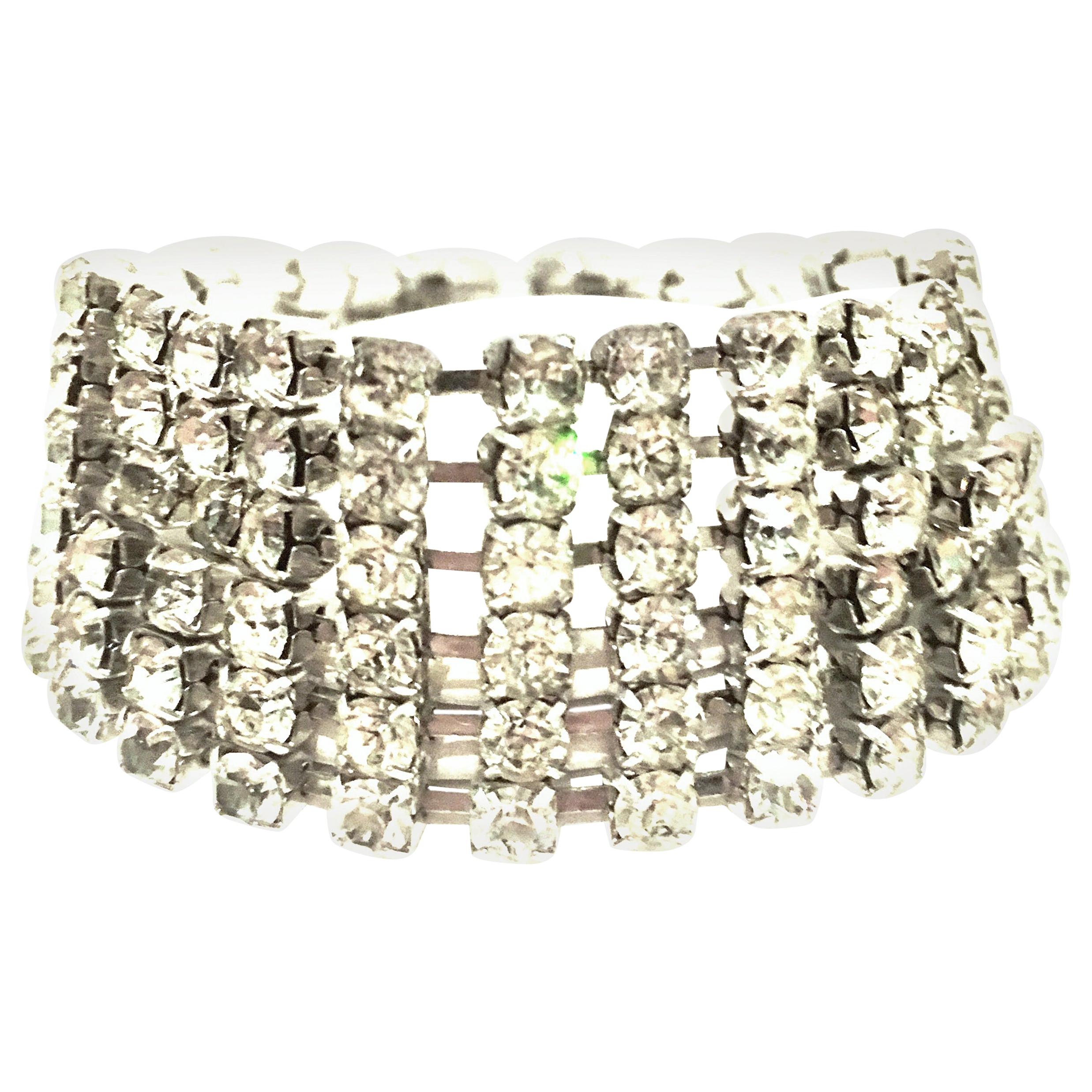 20th Century Art Deco Style Silver and Austrian Crystal Link Bracelet ...