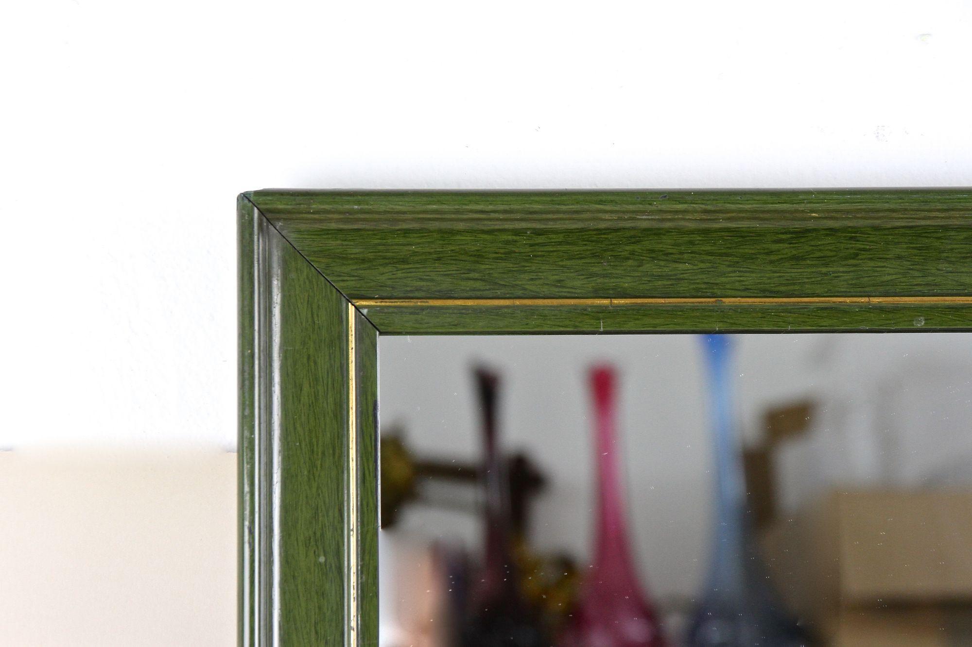 20th Century Art Deco Wall Mirror - Olive Green Lacquered, Austria ...