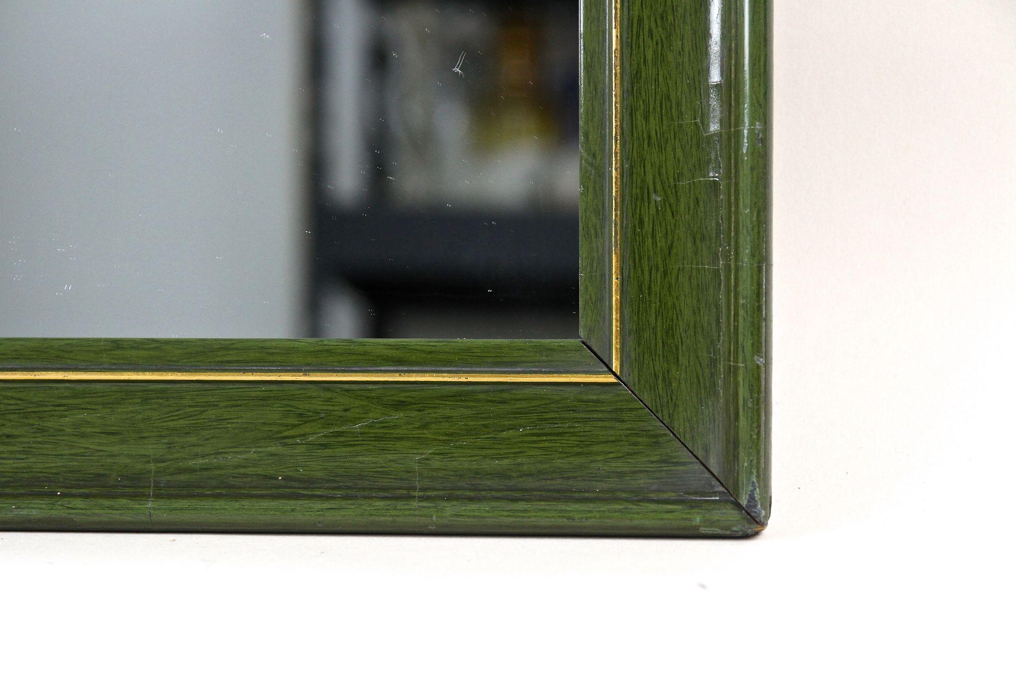 20th Century Art Deco Wall Mirror - Olive Green Lacquered, Austria ...