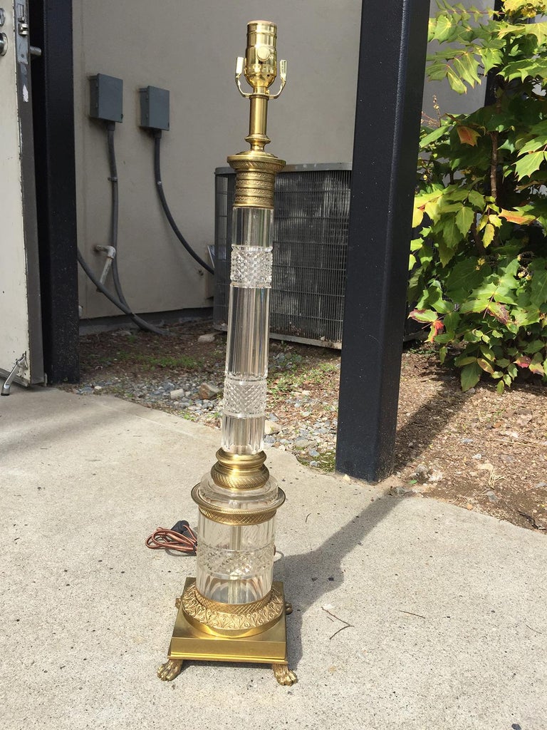 20th Century Austrian Bronze Mounted Glass Column Lamp For Sale at 1stDibs