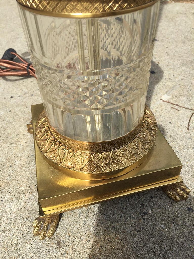 20th Century Austrian Bronze Mounted Glass Column Lamp For Sale at 1stDibs