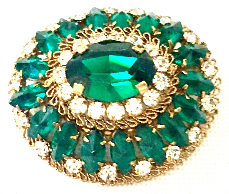 20th Century Austrian Gold Plate and Austrian Crystal "Dome" Brooch ...