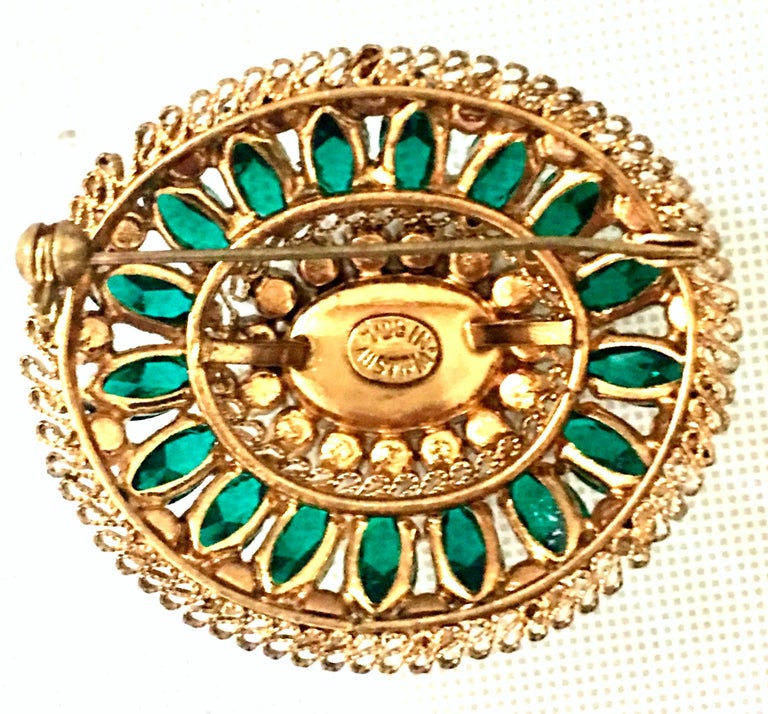 20th Century Austrian Gold Plate and Austrian Crystal "Dome" Brooch ...