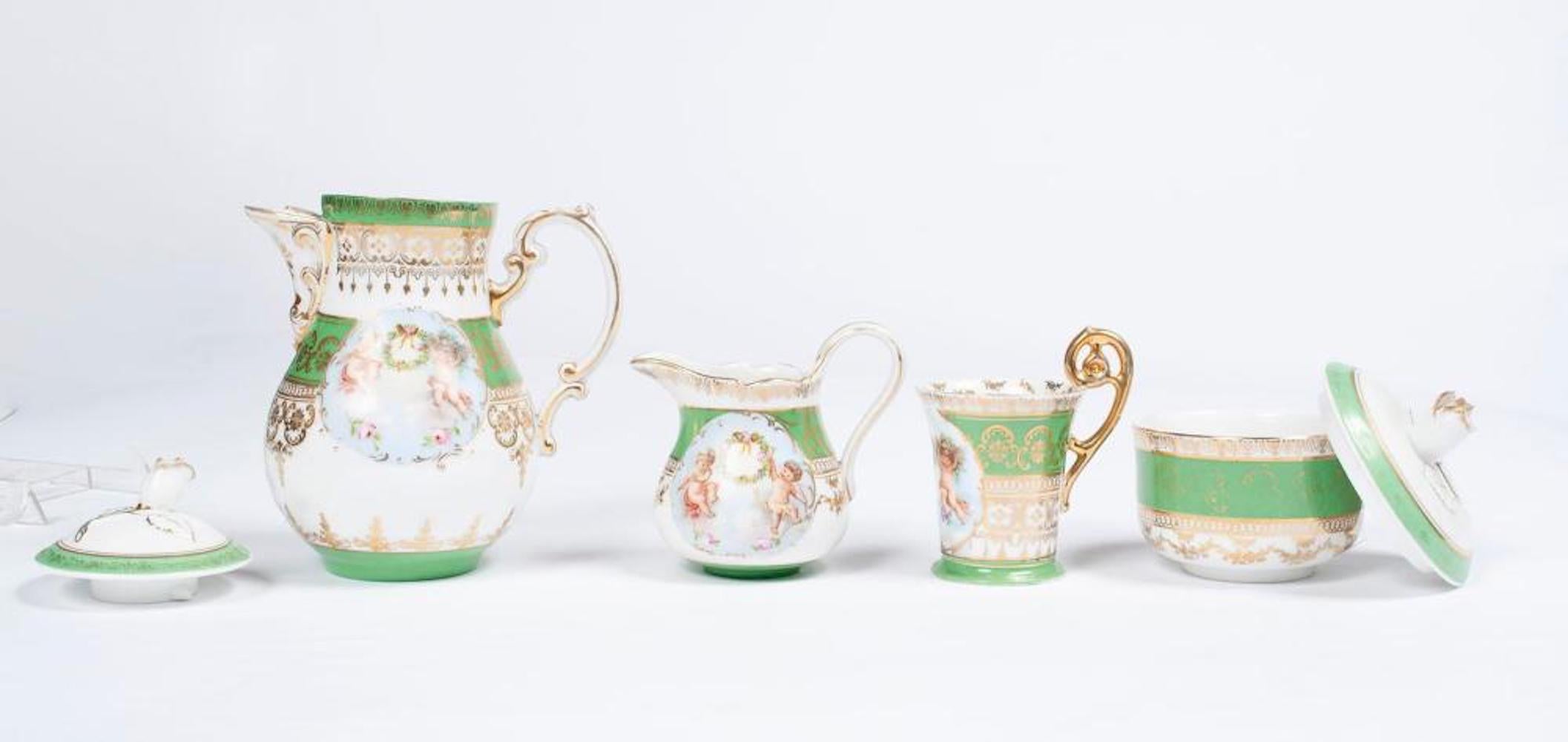 20th Century Austrian Green Tea Service for Three at 1stDibs