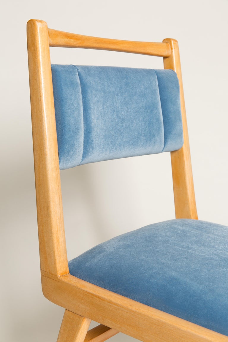 20th Century Baby Blue Velvet Chair, Europe, 1960s For Sale at 1stDibs