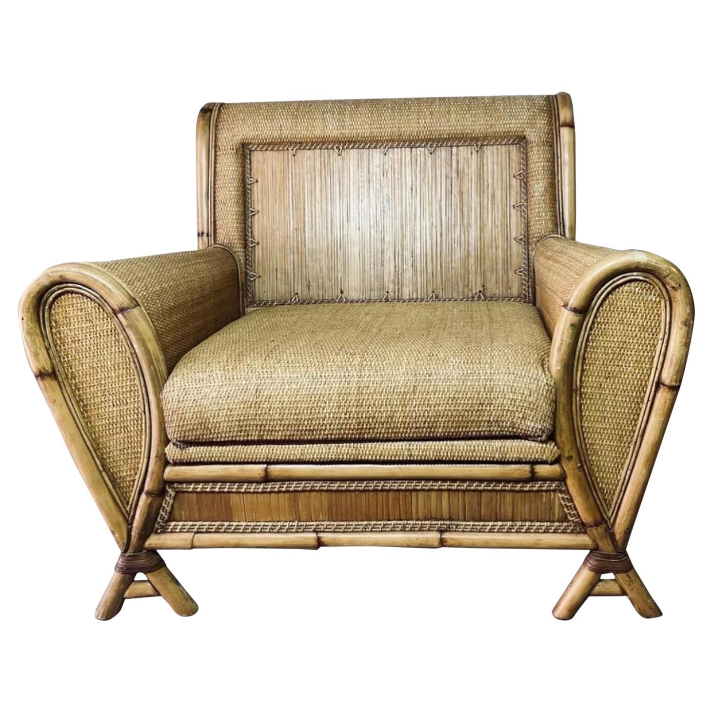 Restored "Brighton" Tiger Bamboo Armchair at 1stDibs