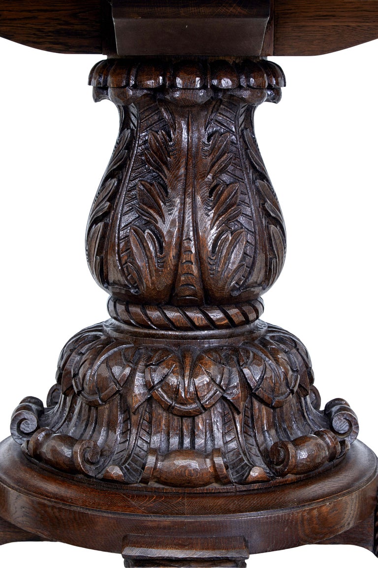 20th Century Baroque Influenced Carved Oak Center Table For Sale at 1stDibs