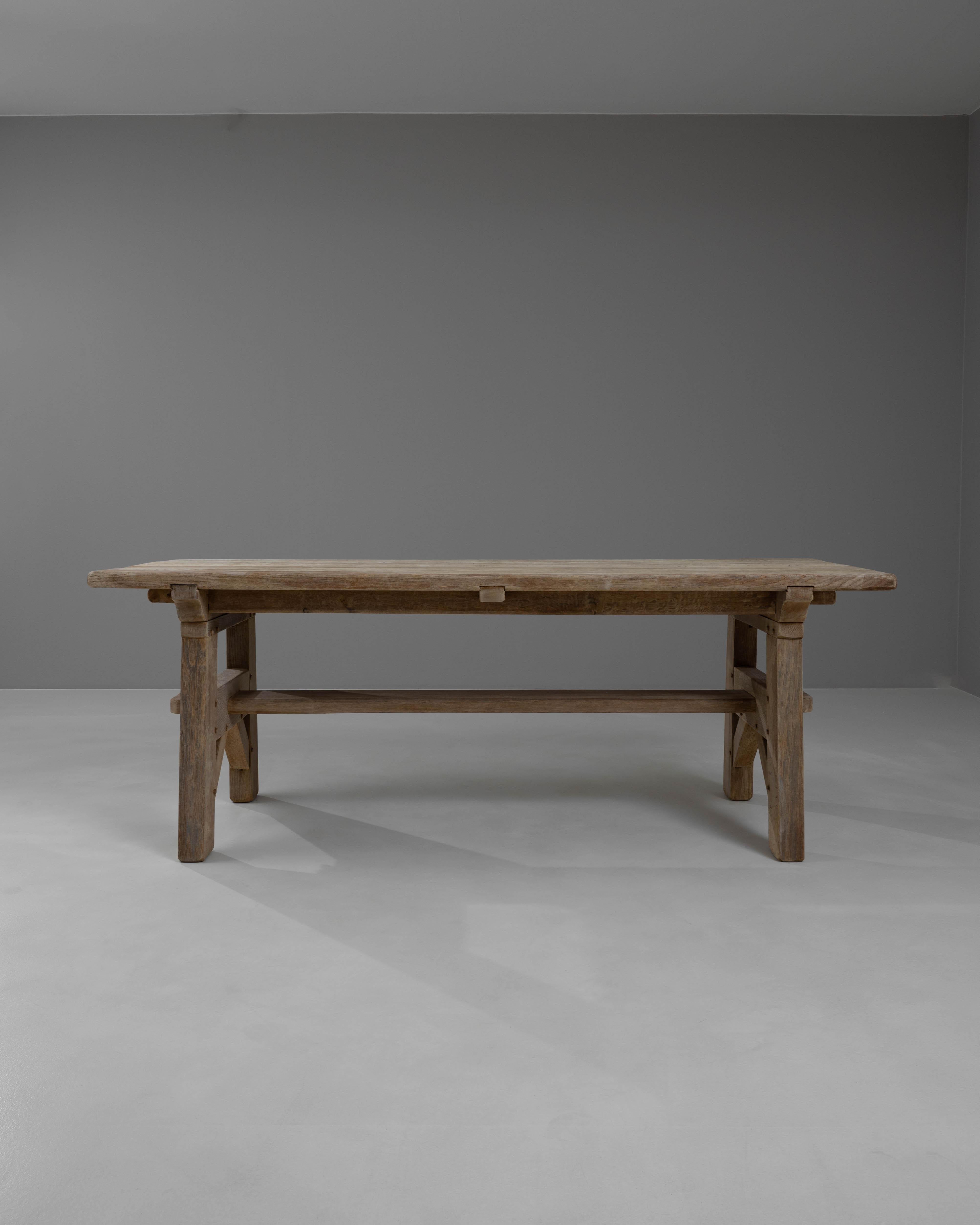 20th Century Belgian Bleached Oak Dining Table For Sale at 1stDibs