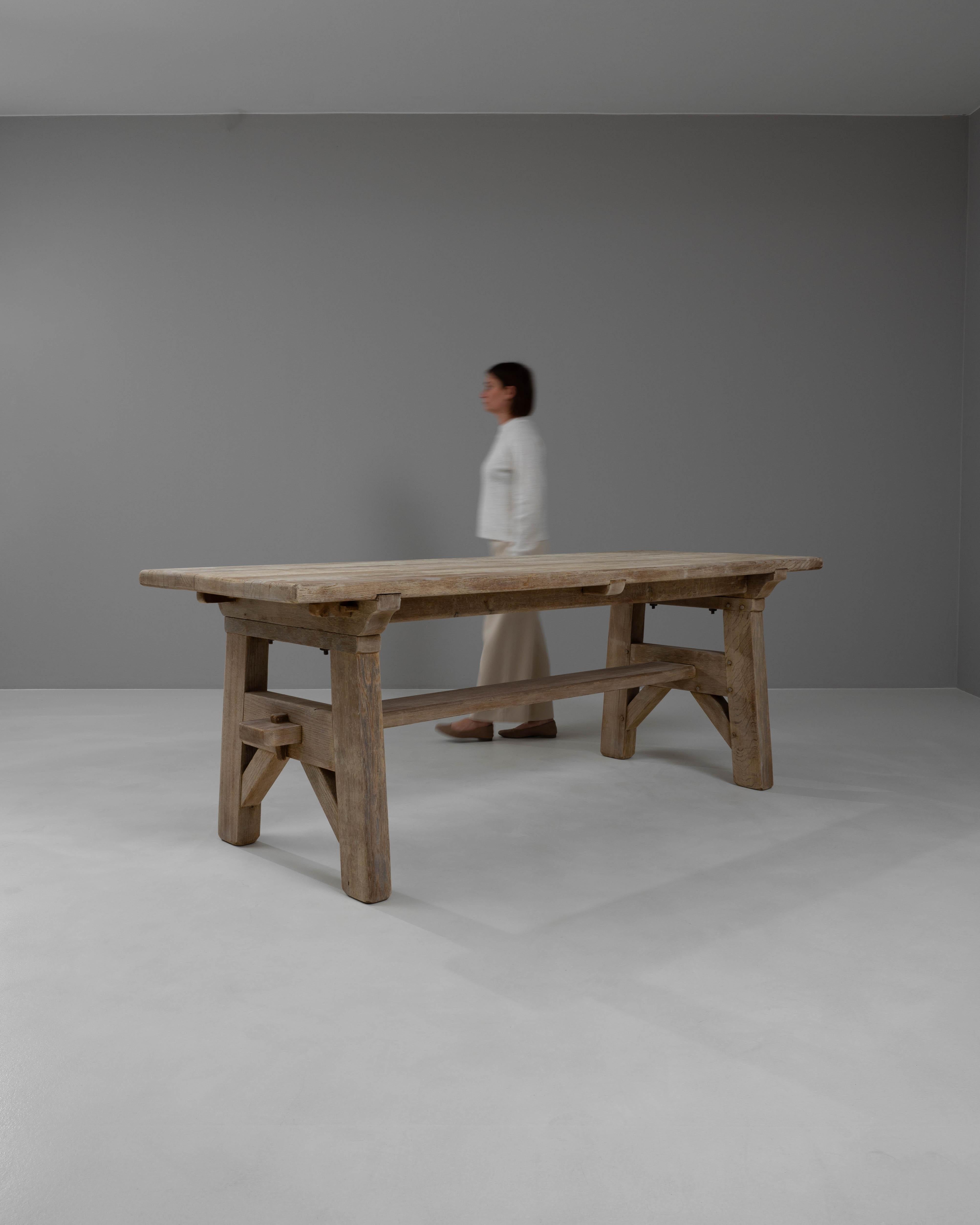 20th Century Belgian Bleached Oak Dining Table at 1stDibs