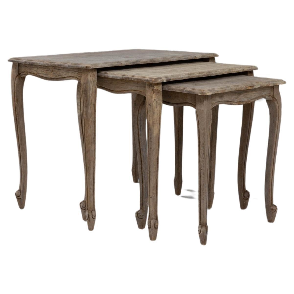 20th Century Belgian Bleached Oak Nesting Tables, Set of 3 For Sale at ...