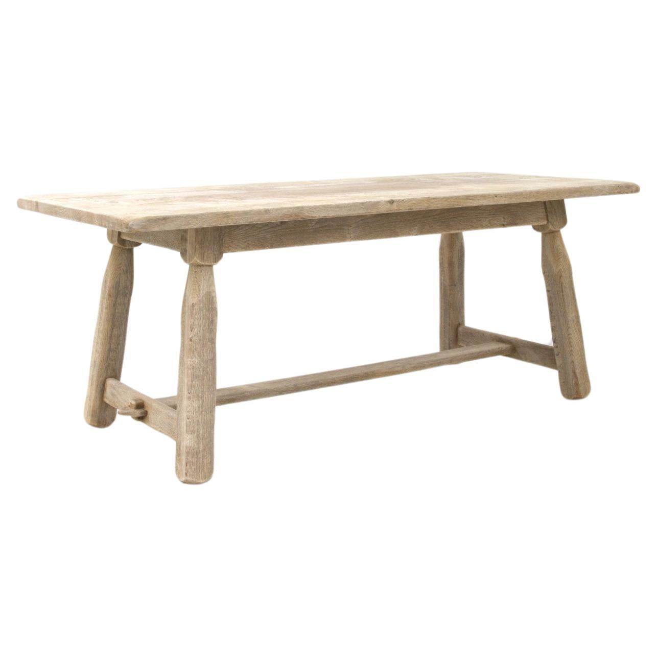 20th Century Belgian Country Oak Dining Table For Sale at 1stDibs