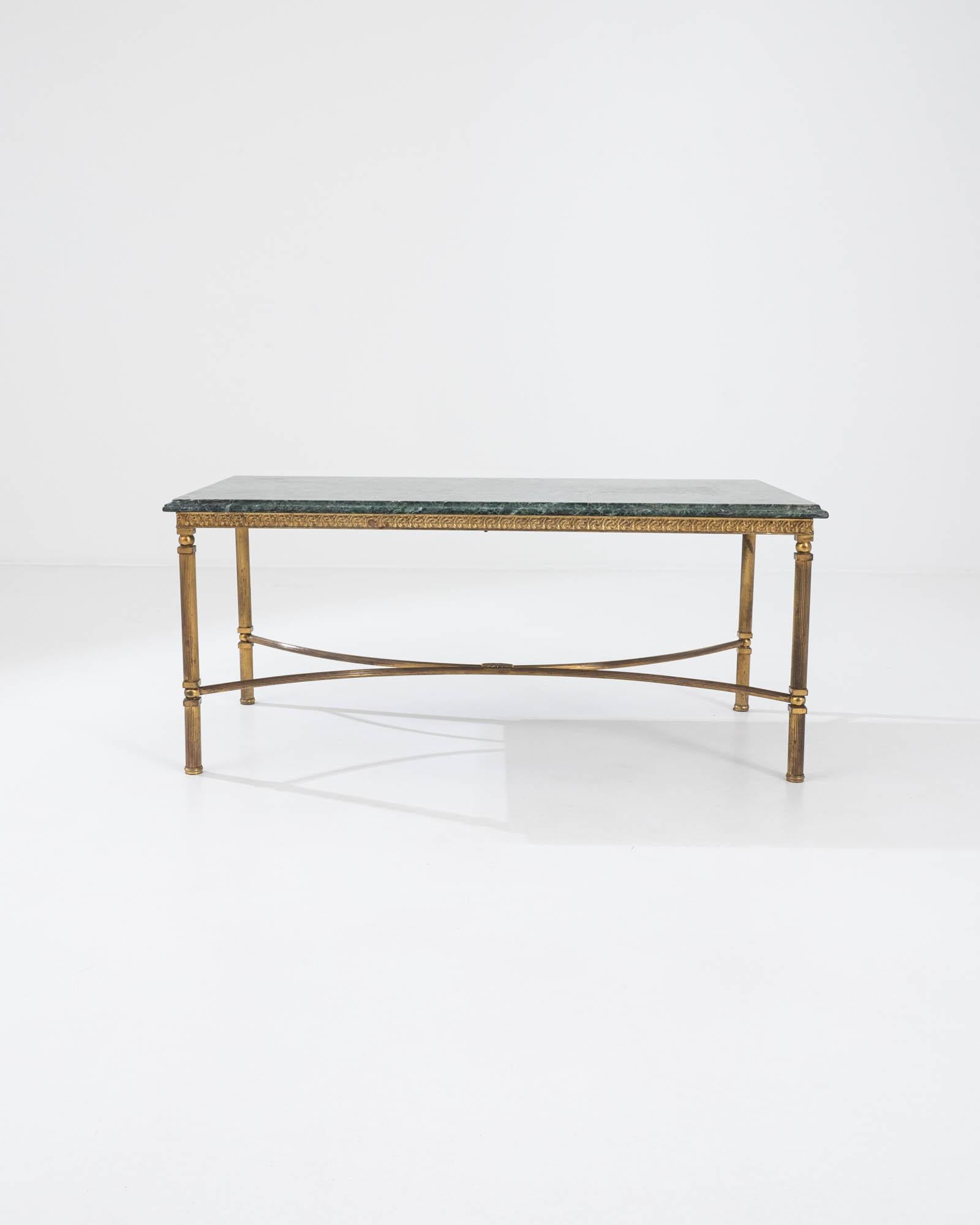 20th Century Belgian Metal Coffee Table with Marble Top For Sale at 1stDibs