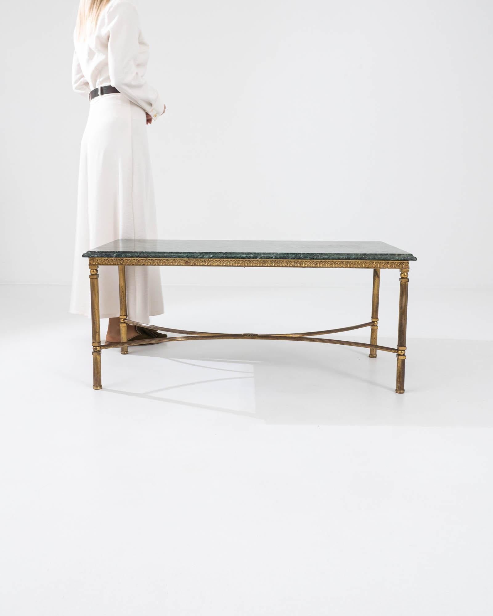 20th Century Belgian Metal Coffee Table with Marble Top For Sale at 1stDibs