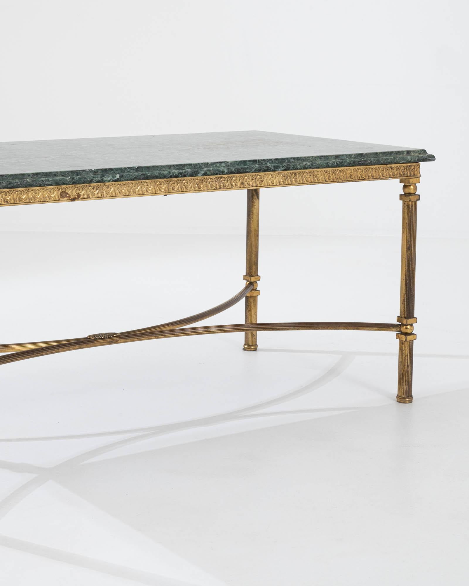 20th Century Belgian Metal Coffee Table with Marble Top For Sale at 1stDibs
