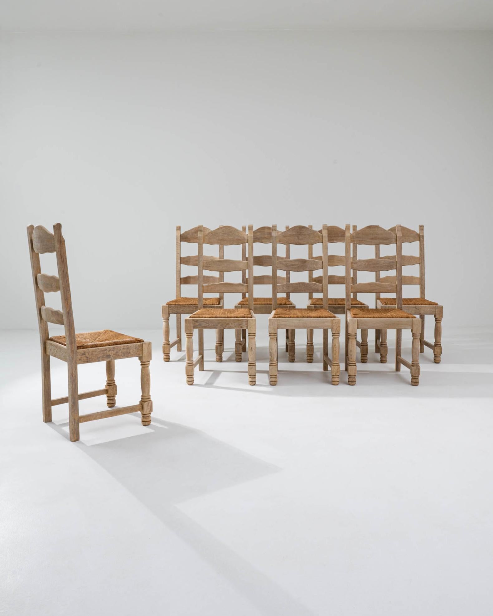 20th Century Belgian Oak Dining Chairs, Set of Eight For Sale at 1stDibs