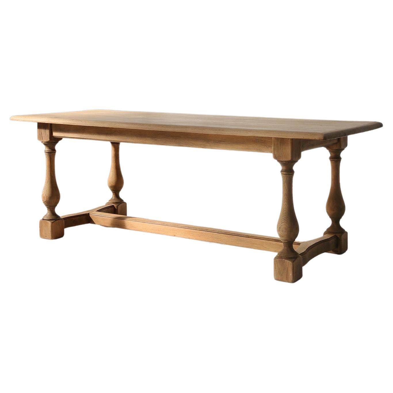 20th century Belgian oak dining table For Sale at 1stDibs
