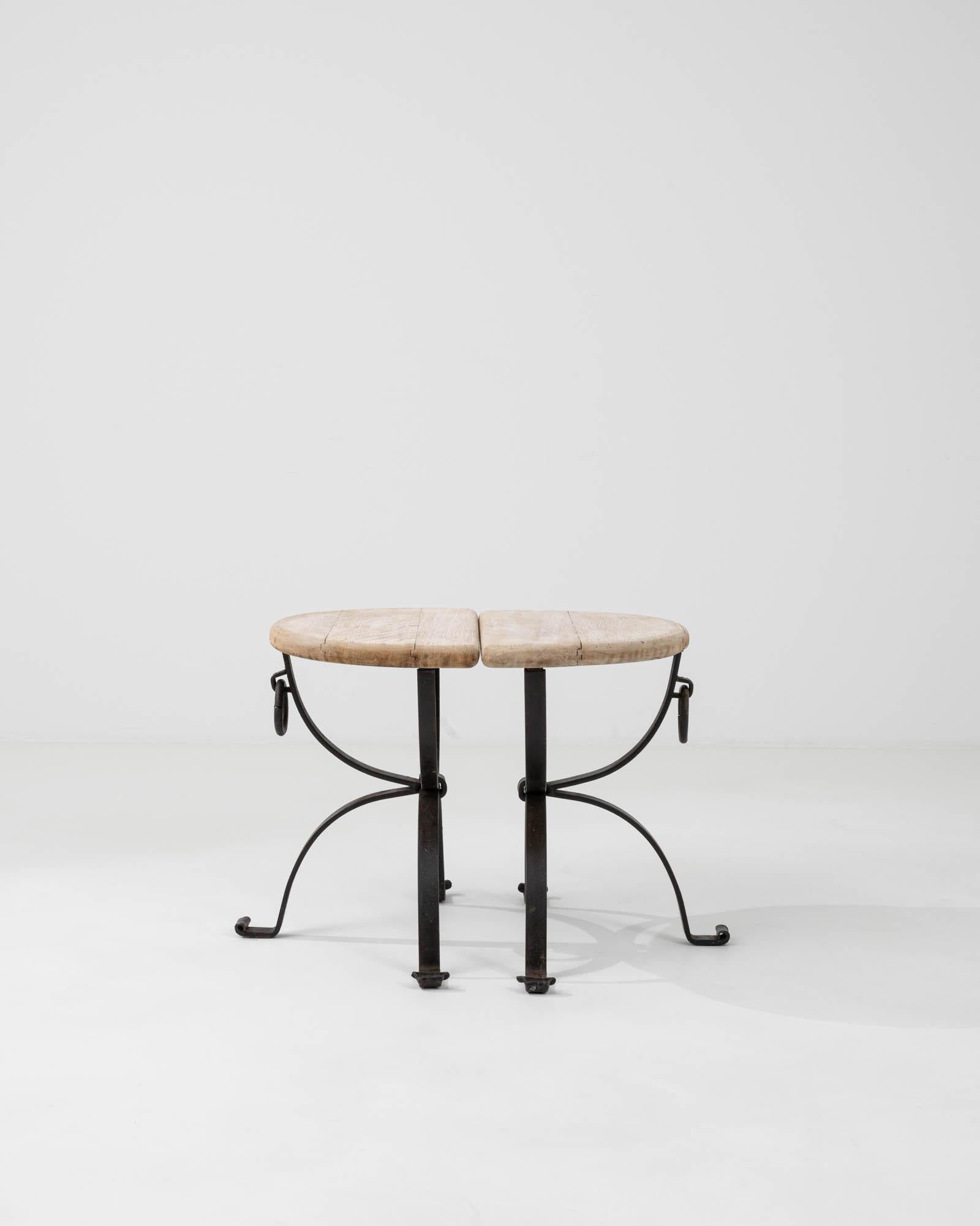 20th Century Belgian Pair Of Metal Coffee Table With Wooden Tops For ...
