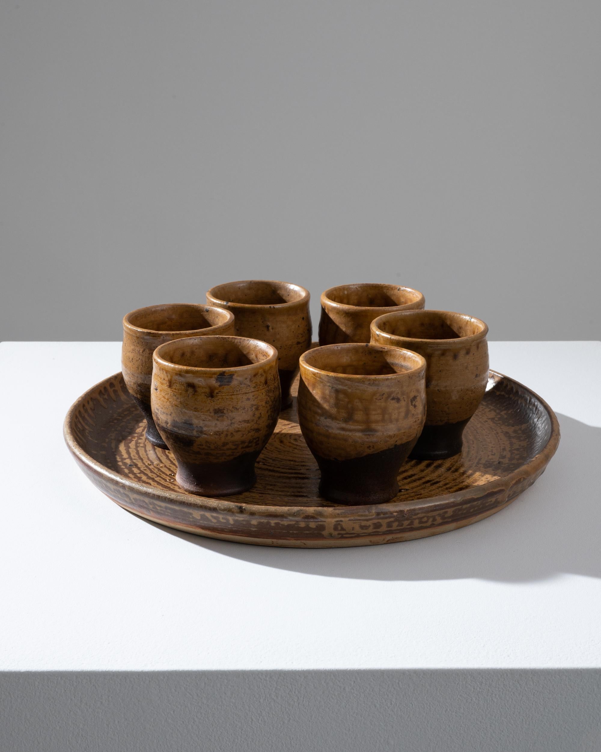 20th Century Belgian Set of Stoneware Cups at 1stDibs