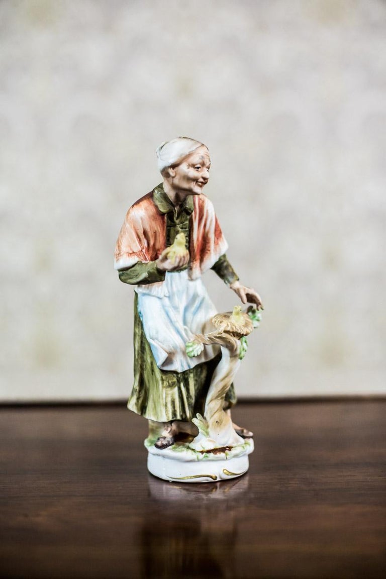 20th-Century Bisque Figurine, Hand-Painted of an Old Woman For Sale at ...