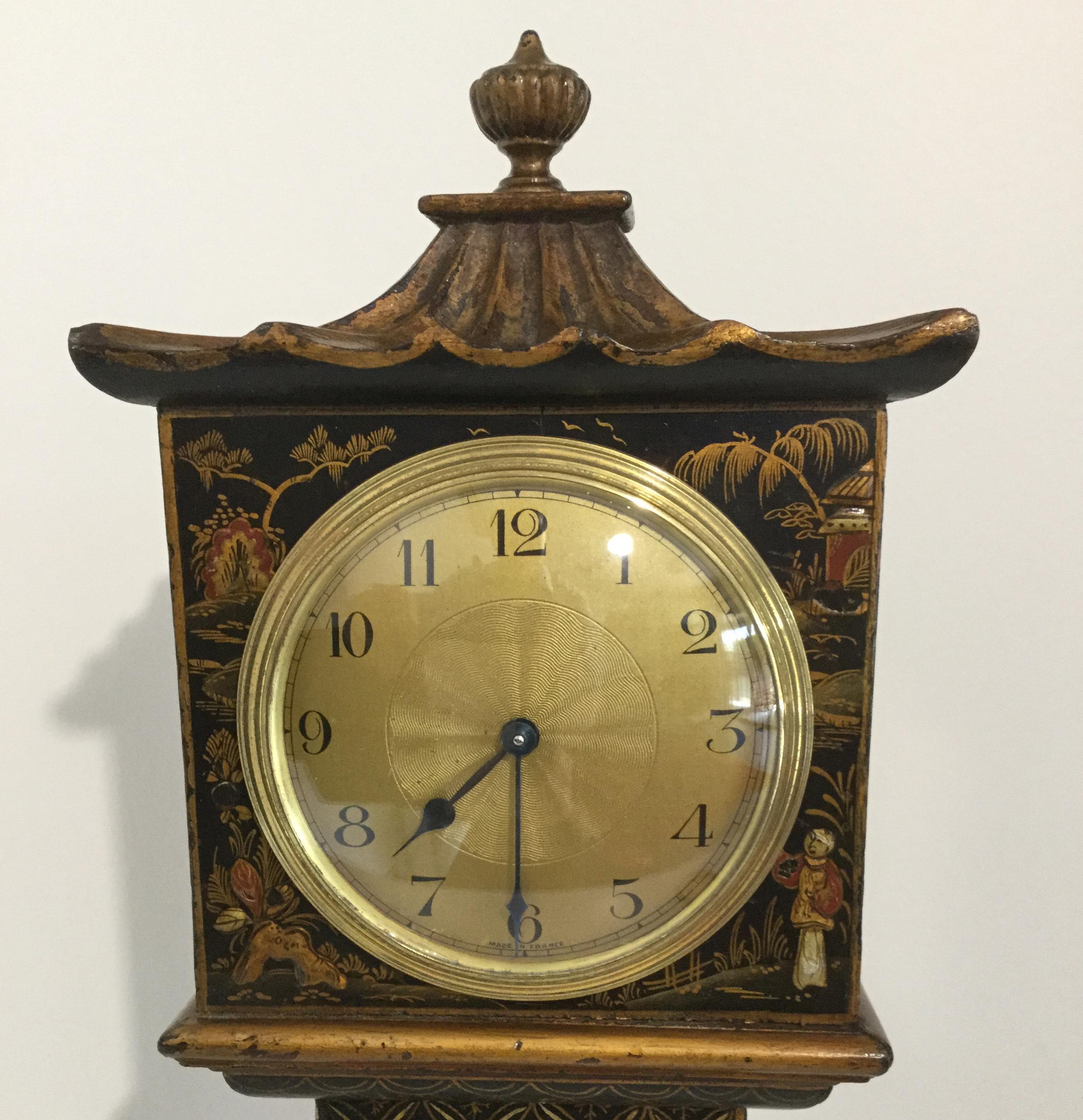 English Black Chinoiserie Miniature Longcase Clock, Early 20th Century ...