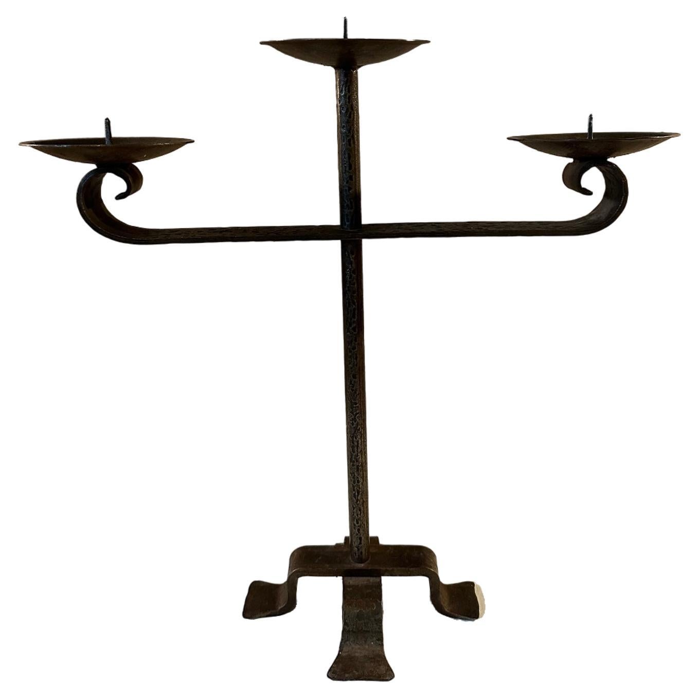 20th century French Black Forged Iron Candle Stick, 1950s For Sale at ...
