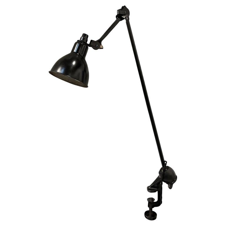 20th Century Black French Industrial Metal Work Lamp, Vintage Office ...