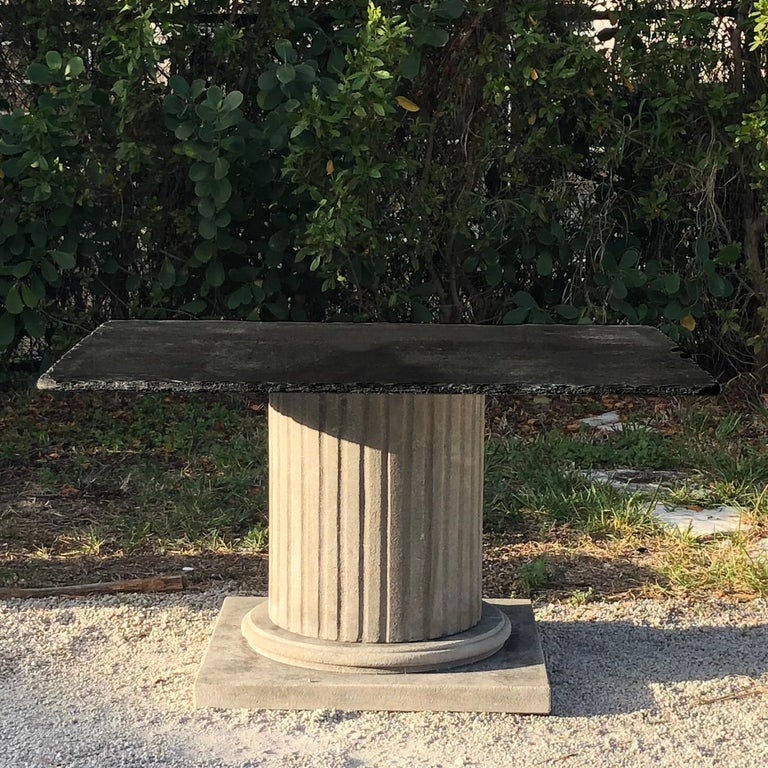 20th Century Black-Grey French Vintage Garden Limestone Table For Sale ...