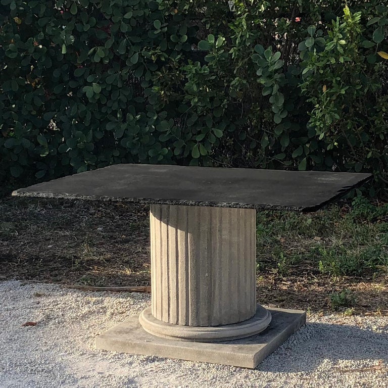 20th Century Black-Grey French Vintage Garden Limestone Table For Sale ...