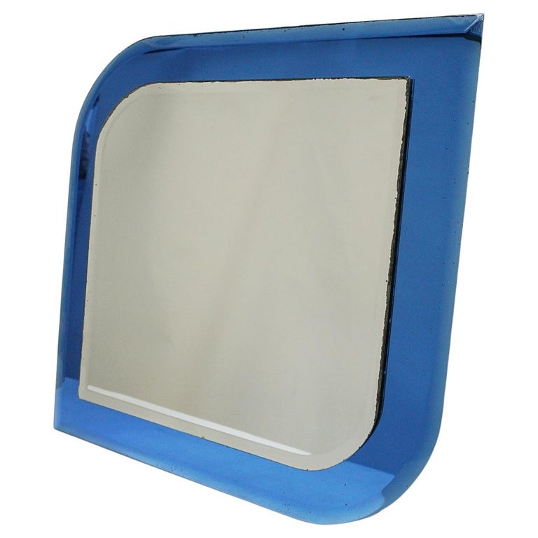 20th Century Blue and Clear Glass Italian Mirror For Sale at 1stDibs