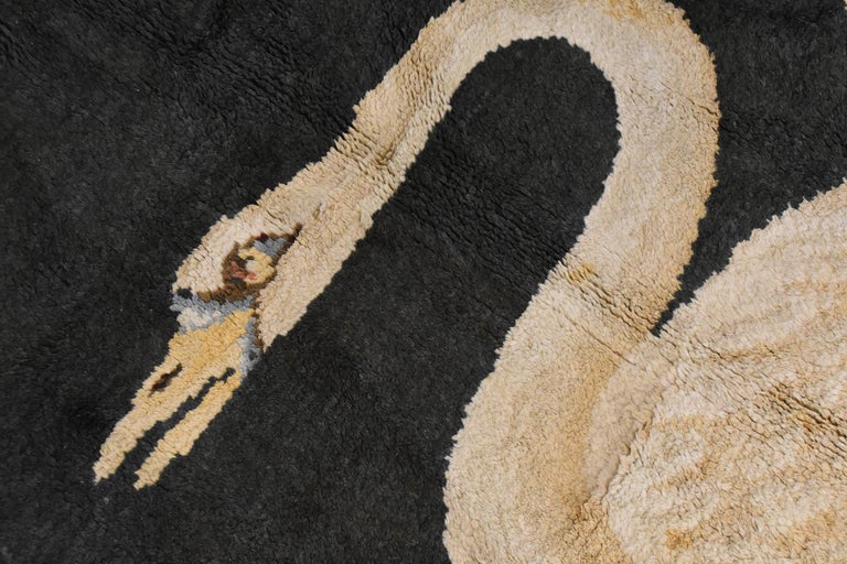 20th Century Blue and White Floreal Swans Rug by Reginald Toms, circa ...