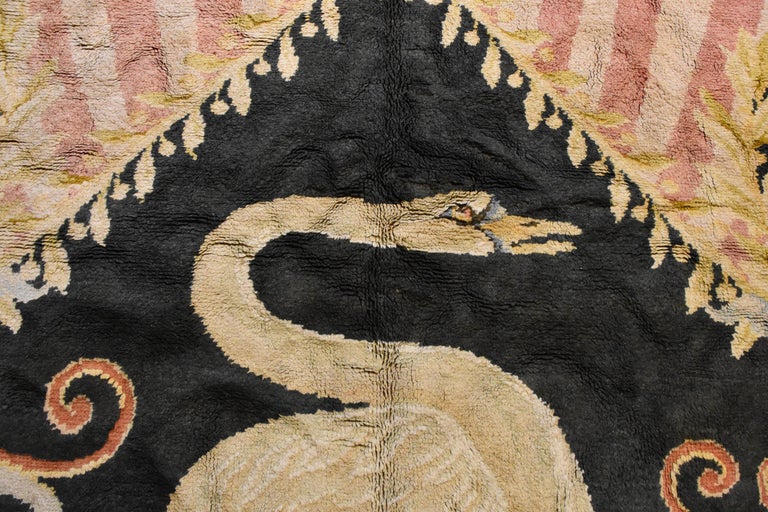 20th Century Blue and White Floreal Swans Rug by Reginald Toms, circa ...