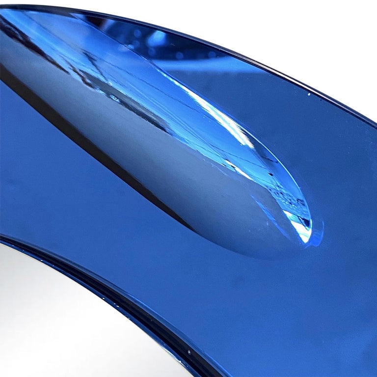 20th Century Blue Italian Round Cut Crystal Glass Wall Mirror by ...