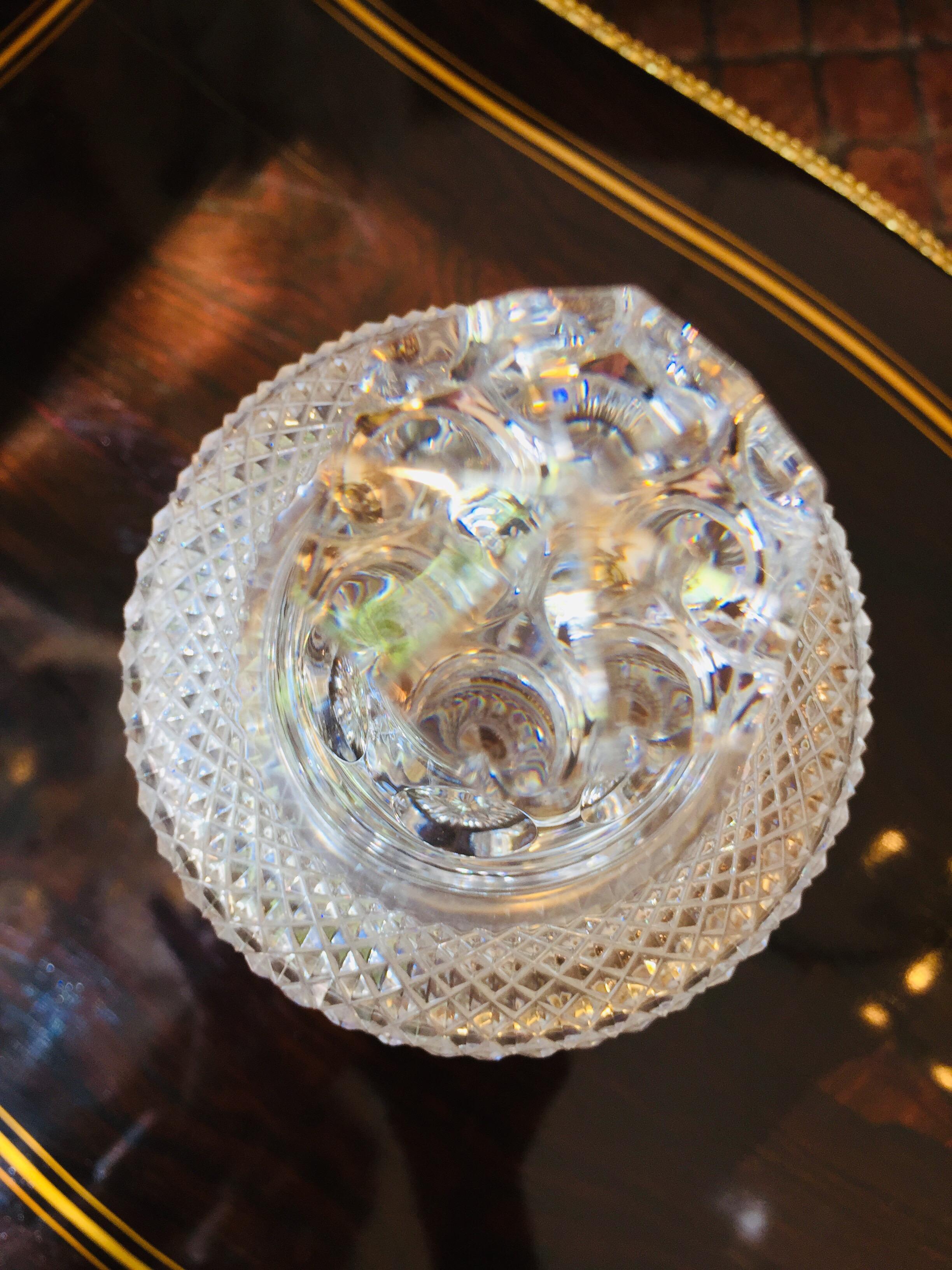 20th Century Bohemian Diamond Point Crystal Vase with Cover at 1stDibs