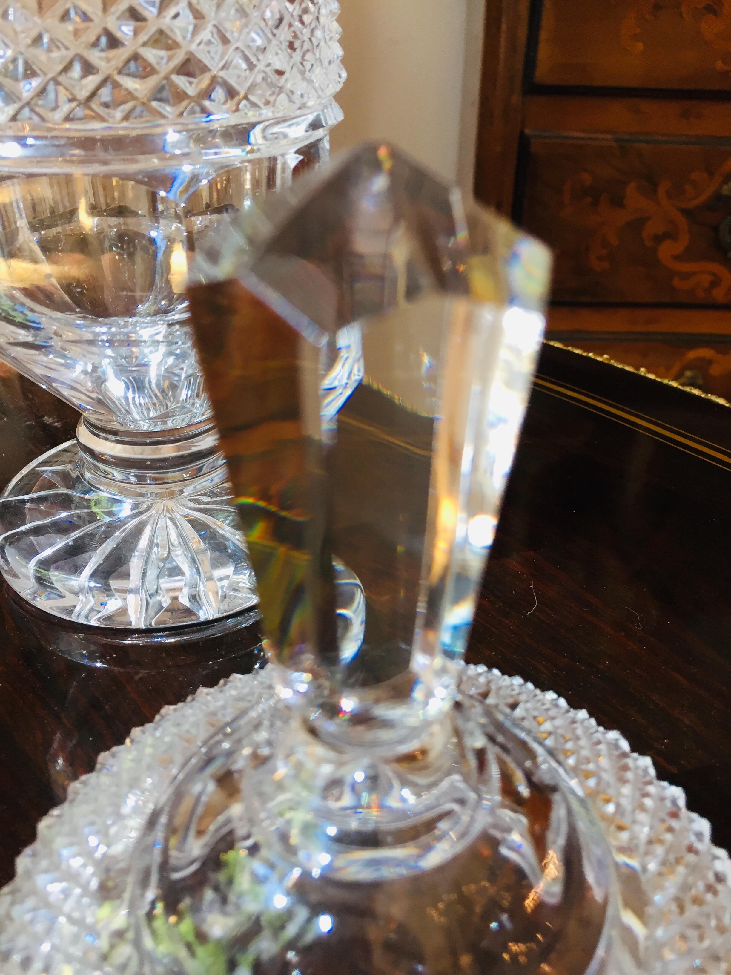 20th Century Bohemian Diamond Point Crystal Vase with Cover at 1stDibs