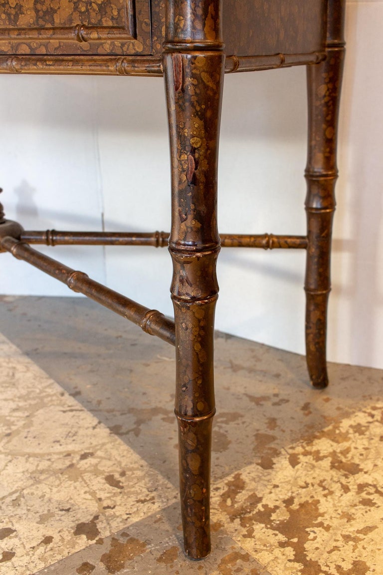 20th Century Boho Chic Bamboo Desk with Tortoise Finish at 1stDibs