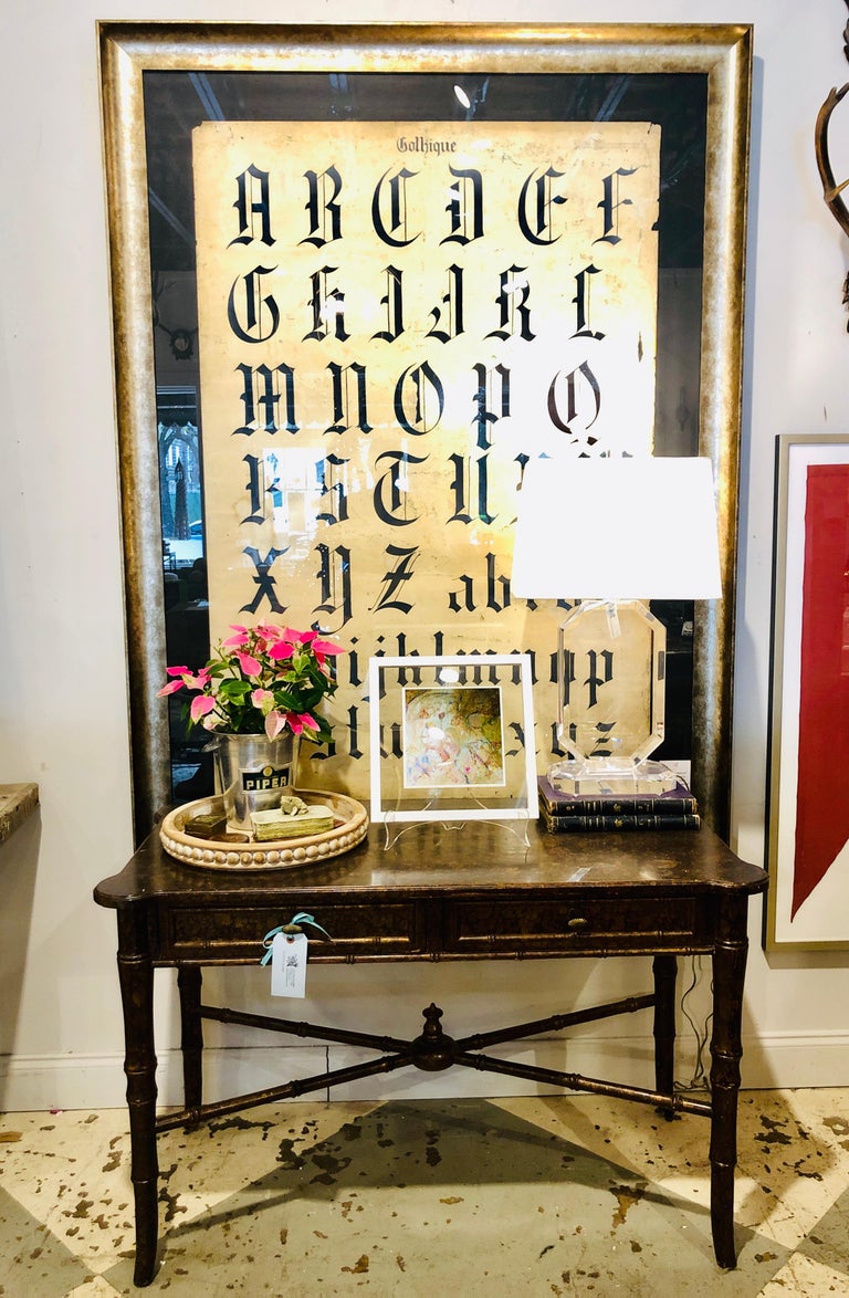 20th Century Boho Chic Bamboo Desk with Tortoise Finish at 1stDibs