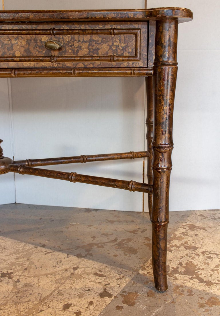 20th Century Boho Chic Bamboo Desk with Tortoise Finish at 1stDibs