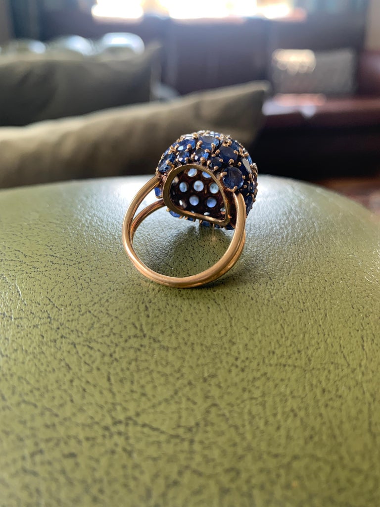 20th Century "Boule" Ring in Yellow Gold Adorned with Sapphires and ...