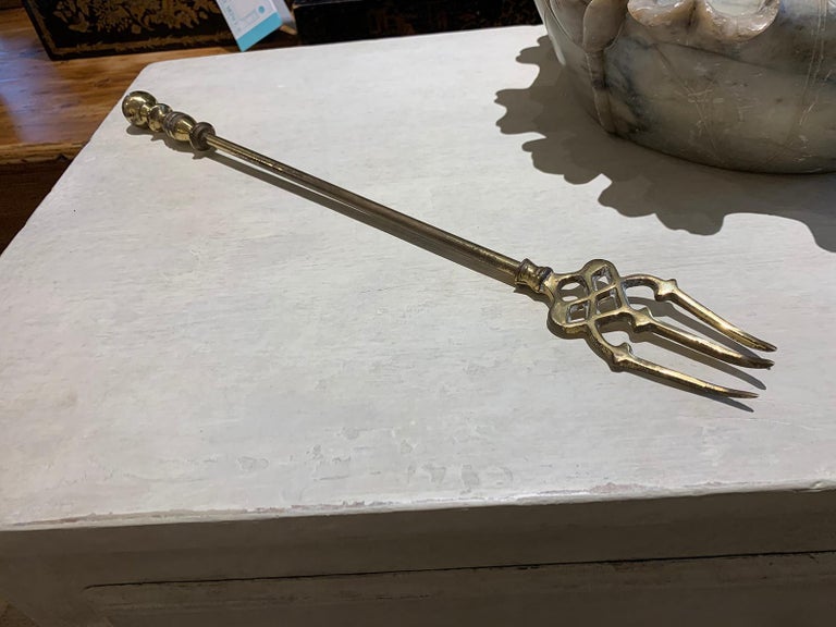 20th Century Brass Fireplace Coal Fork For Sale at 1stDibs