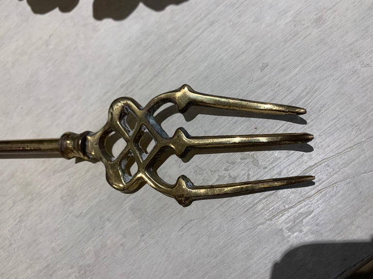 20th Century Brass Fireplace Coal Fork For Sale at 1stDibs