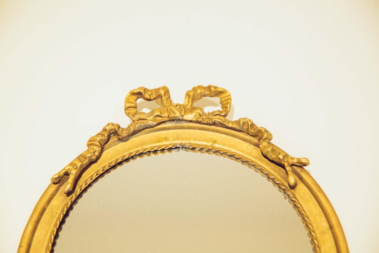 20th Century Brass Round Louis Seize Tied Ribbon Bow Mirror For Sale at ...