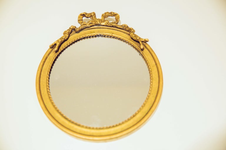 20th Century Brass Round Louis Seize Tied Ribbon Bow Mirror For Sale at ...