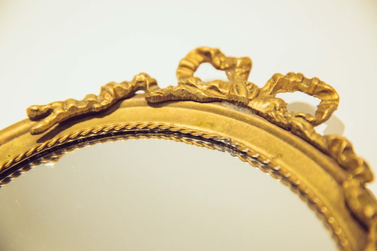 20th Century Brass Round Louis Seize Tied Ribbon Bow Mirror For Sale at ...