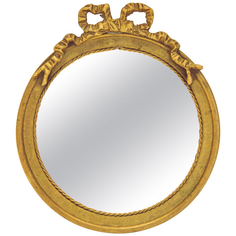 20th Century Brass Round Louis Seize Tied Ribbon Bow Mirror For Sale at ...