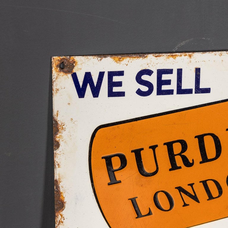 20th Century British Enamel Advertising Sign, Purdey Cartridges, London ...