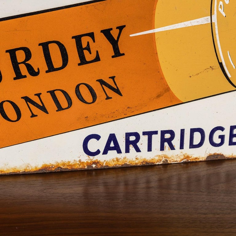 20th Century British Enamel Advertising Sign, Purdey Cartridges, London ...