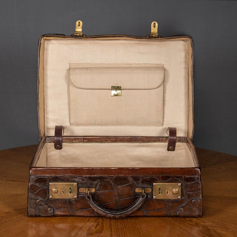 20th Century British Made Crocodile Travel Overnight Case, c.1900 For ...