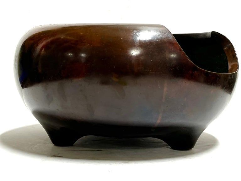 20th Century Bronze Asian Inspired Three Footed Bowl For Sale at 1stDibs